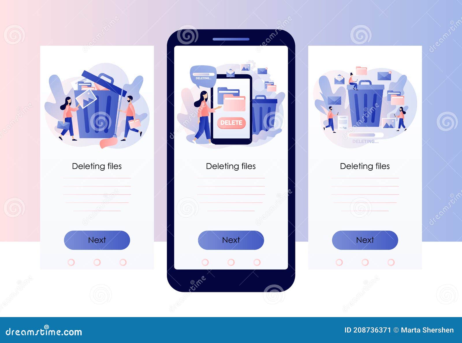 Delete Concept. Tiny People Deleting Data And Move Unnecessary Files To ...