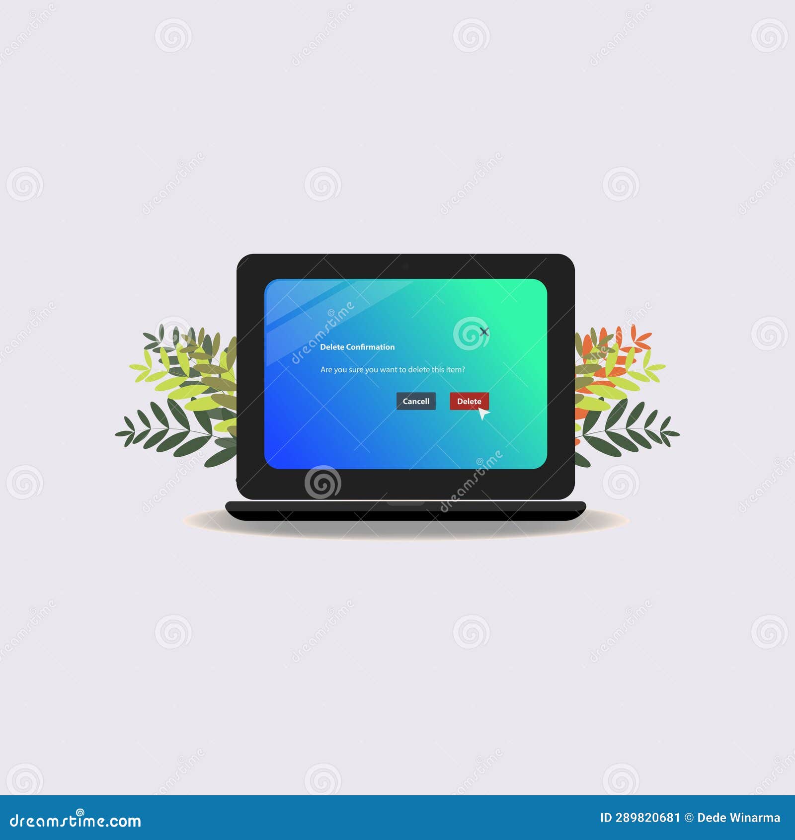Delete Confirmation Pop Up on Laptop Design Vector Illustration Stock ...