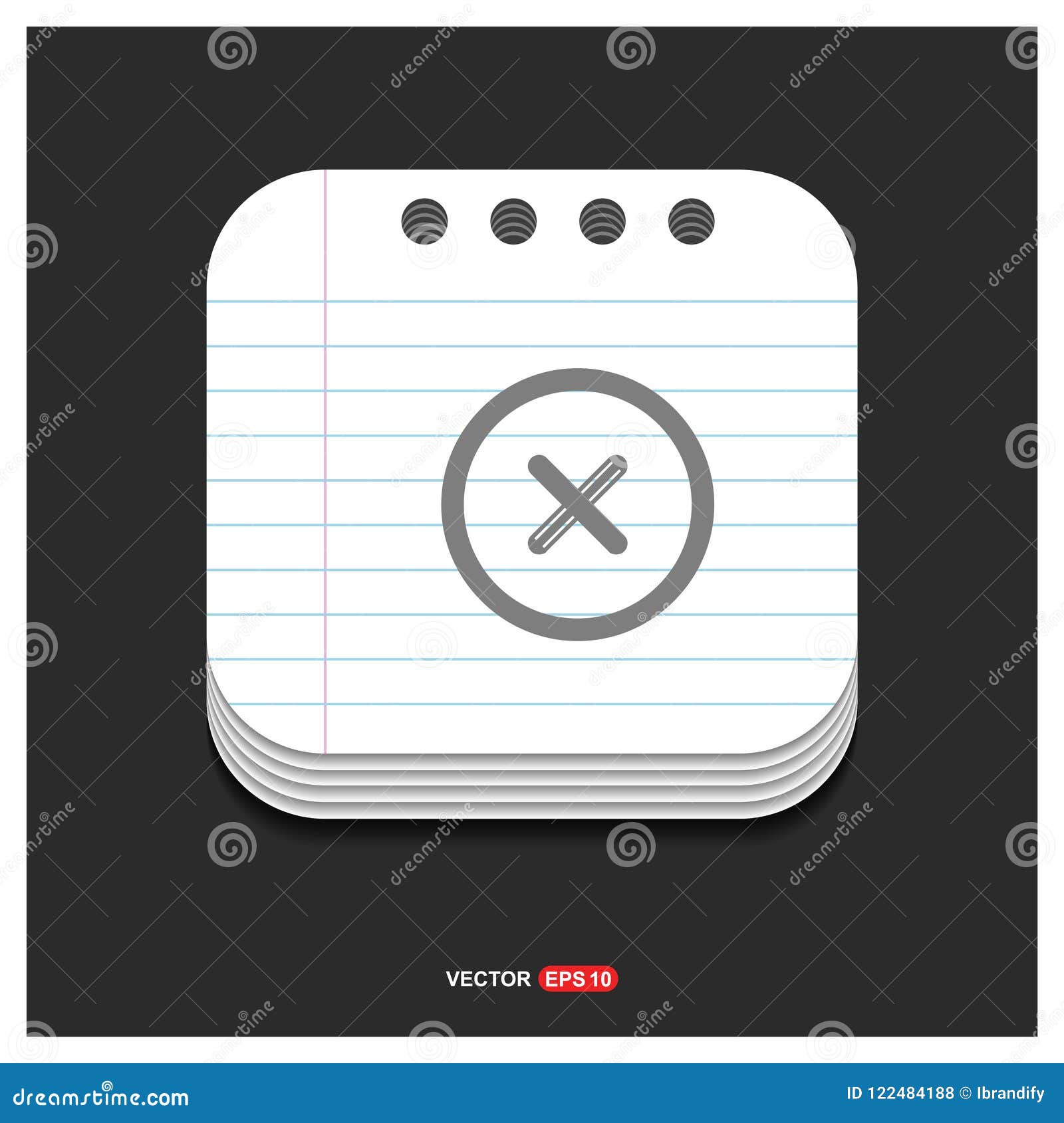 Delete Cross Icon Gray Icon on Notepad Style Template Vector EP Stock ... Delete Cross Icon Gray Icon on Notepad Style Template Vector EP Stock ...