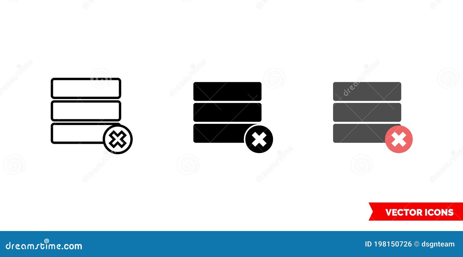 Delete Database Icon of 3 Types Color, Black and White, Outline ...