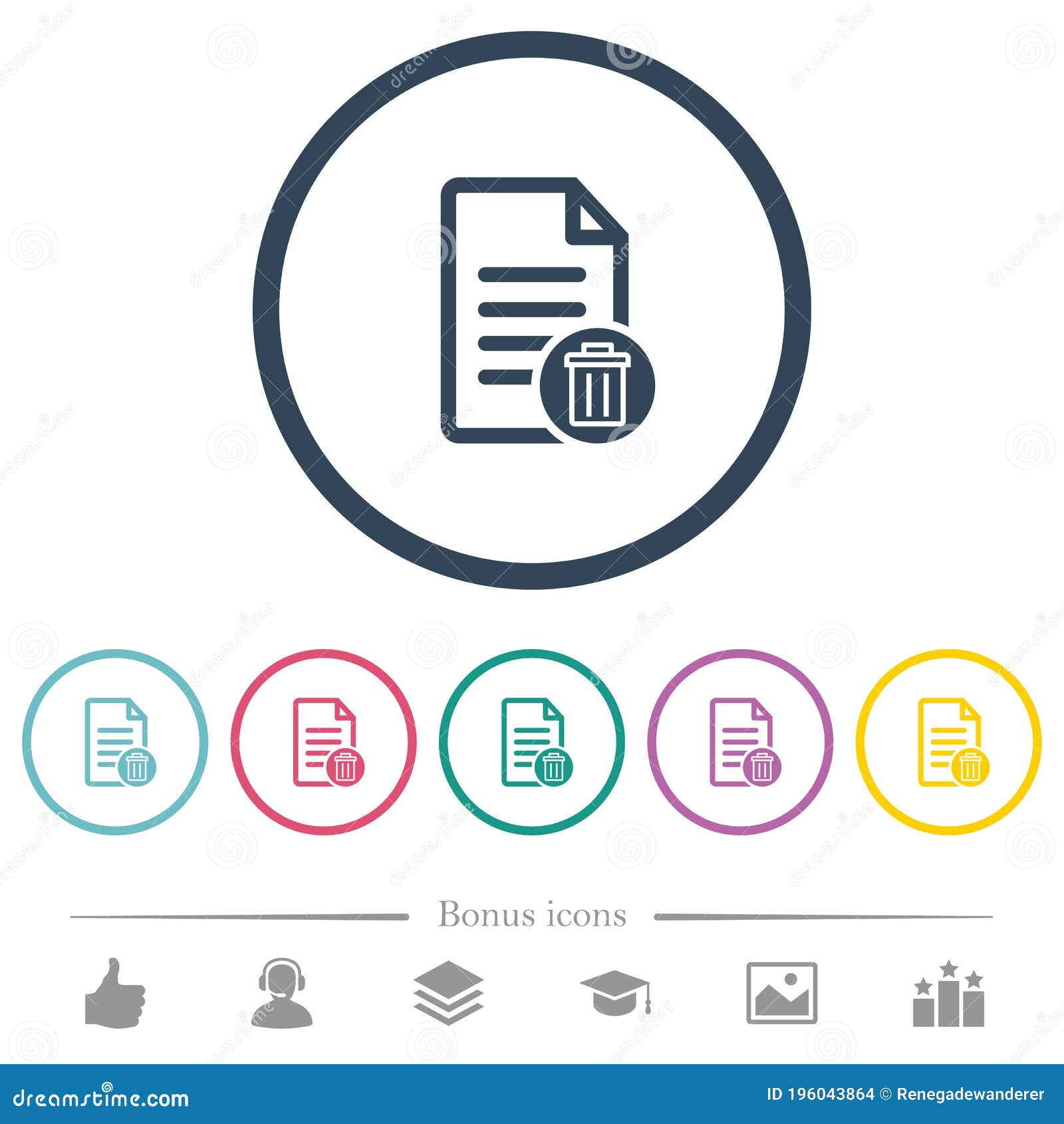 Delete Document Flat Color Icons in Round Outlines Stock Vector ...