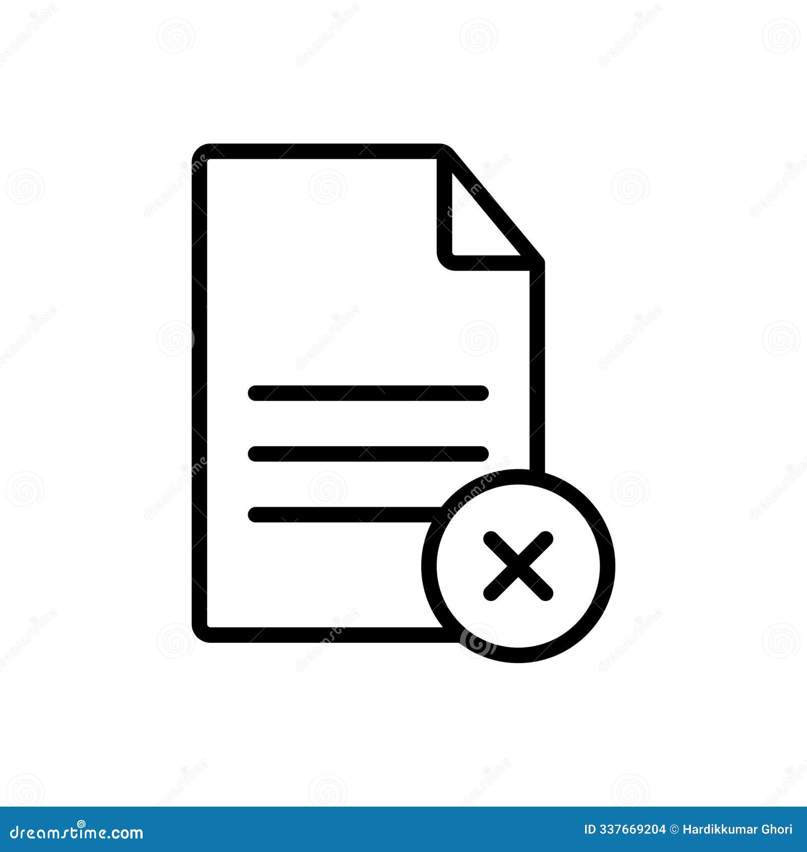 Delete Document Icon Set. Remove or Cancel Invali Computer File Vector ...