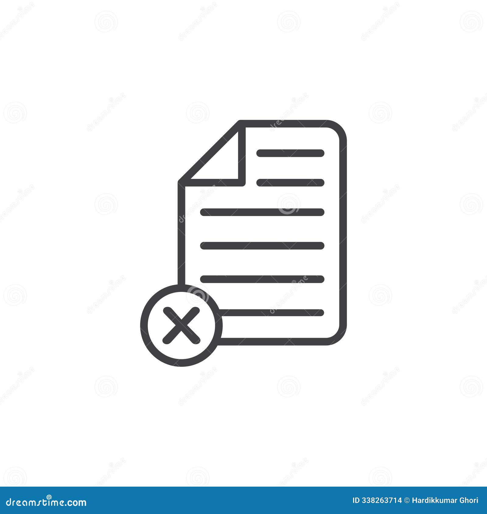 Delete Document Icon Set. Remove or Cancel Invali Computer File Vector ...