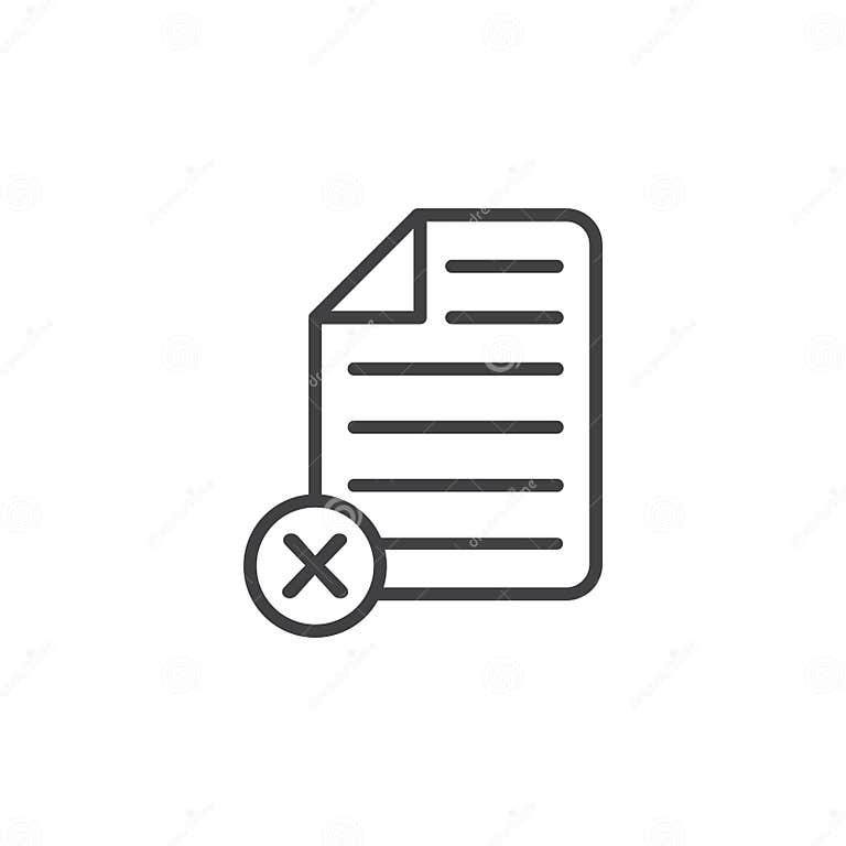 Delete Document Icon Set. Remove or Cancel Invali Computer File Vector Symbol. Reject or Decline ...