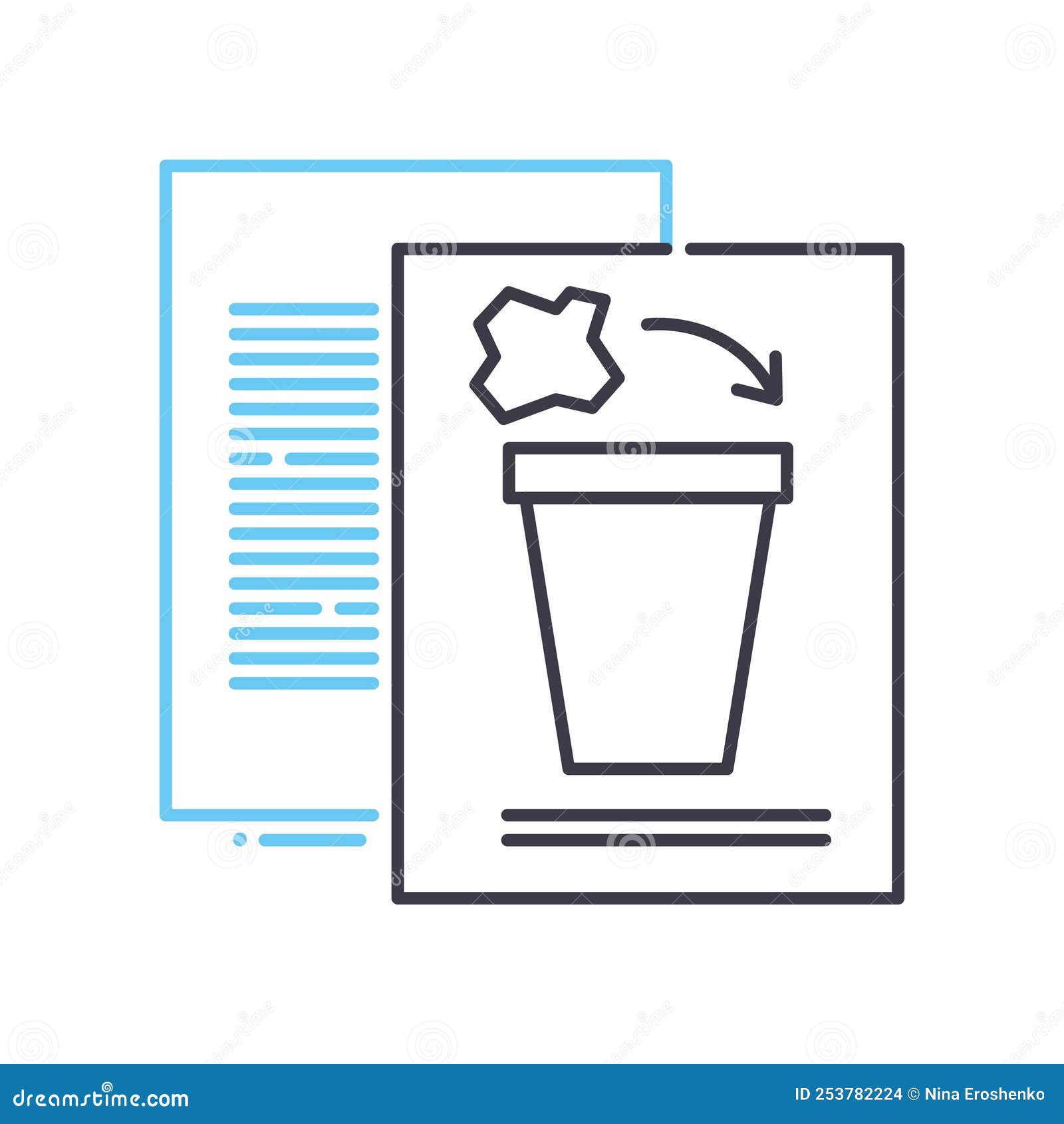 Delete Document Line Icon, Outline Symbol, Vector Illustration, Concept ...