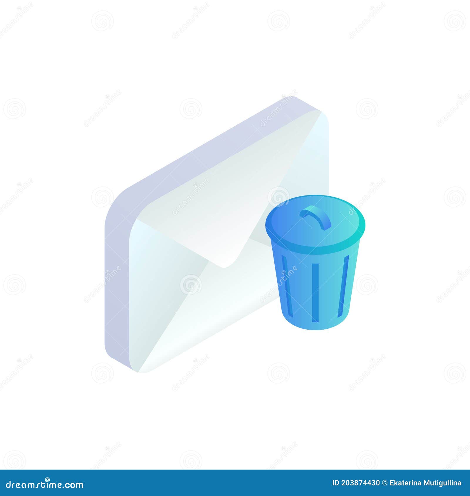 Delete Email Isometric Icon. 3d Message with Trash Icon Isolated ...