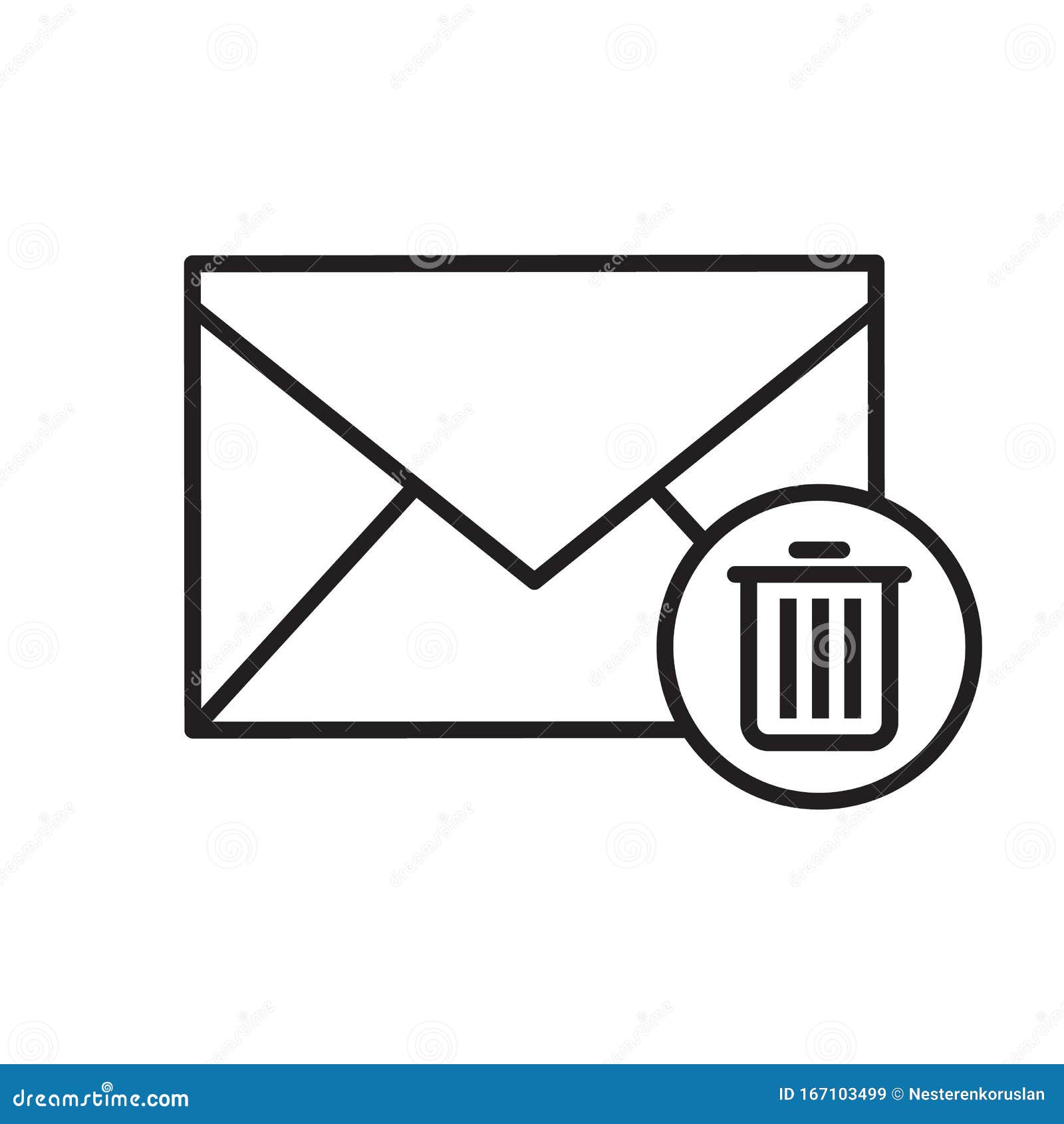 Delete email linear icon stock vector. Illustration of contour - 167103499