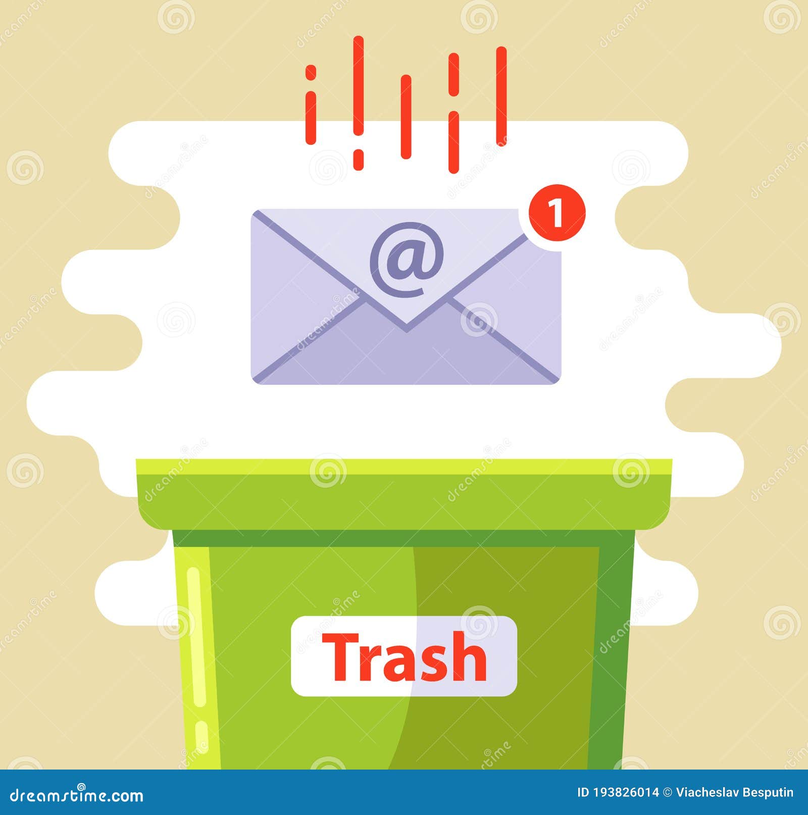 Delete The Email In The Spam Trash Can. Stock Vector - Illustration of ...