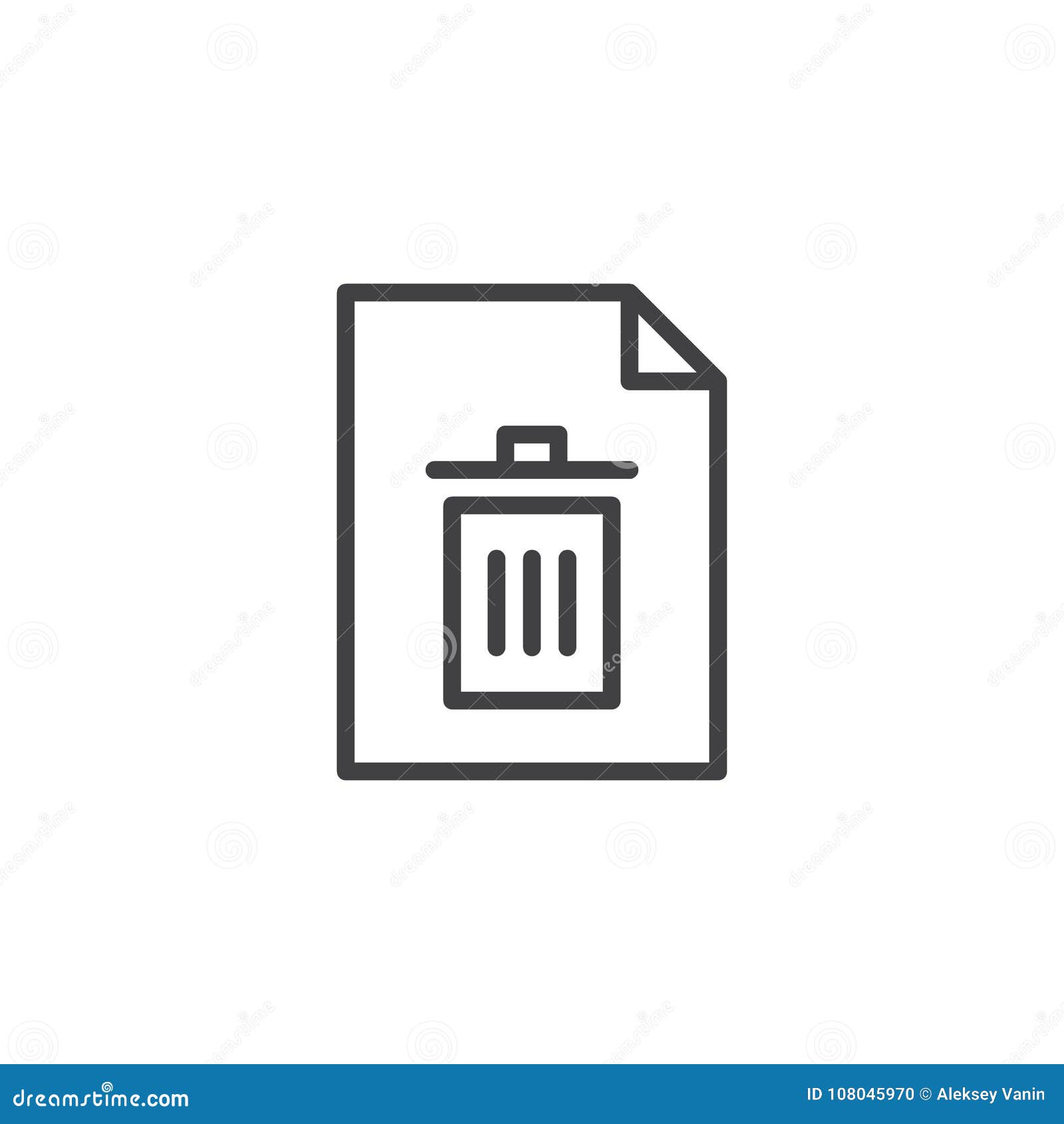 Delete file line icon stock vector. Illustration of vector - 108045970