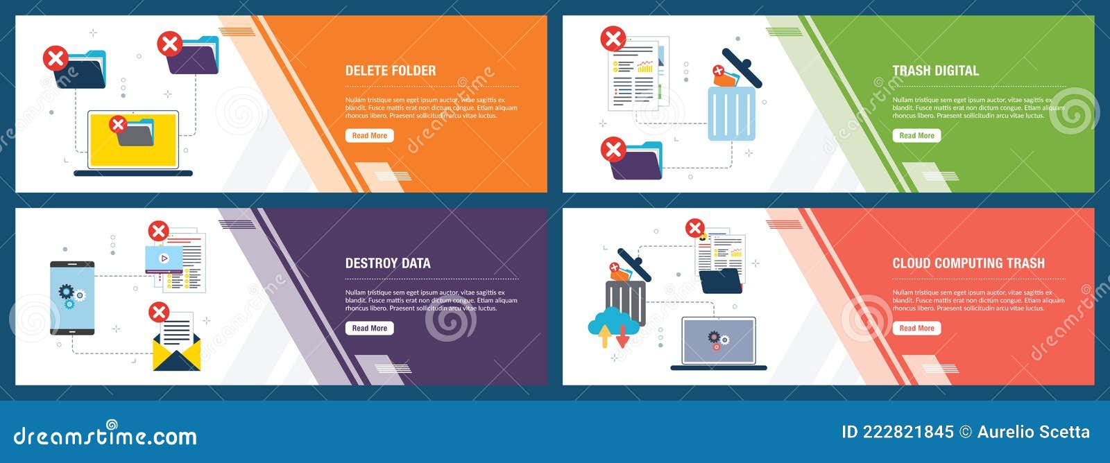 Delete Folder, Destroy Data and Trash Digital Stock Vector ...