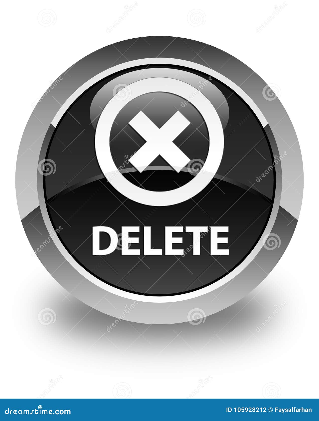 Delete Glossy Black Round Button Stock Illustration - Illustration of ...