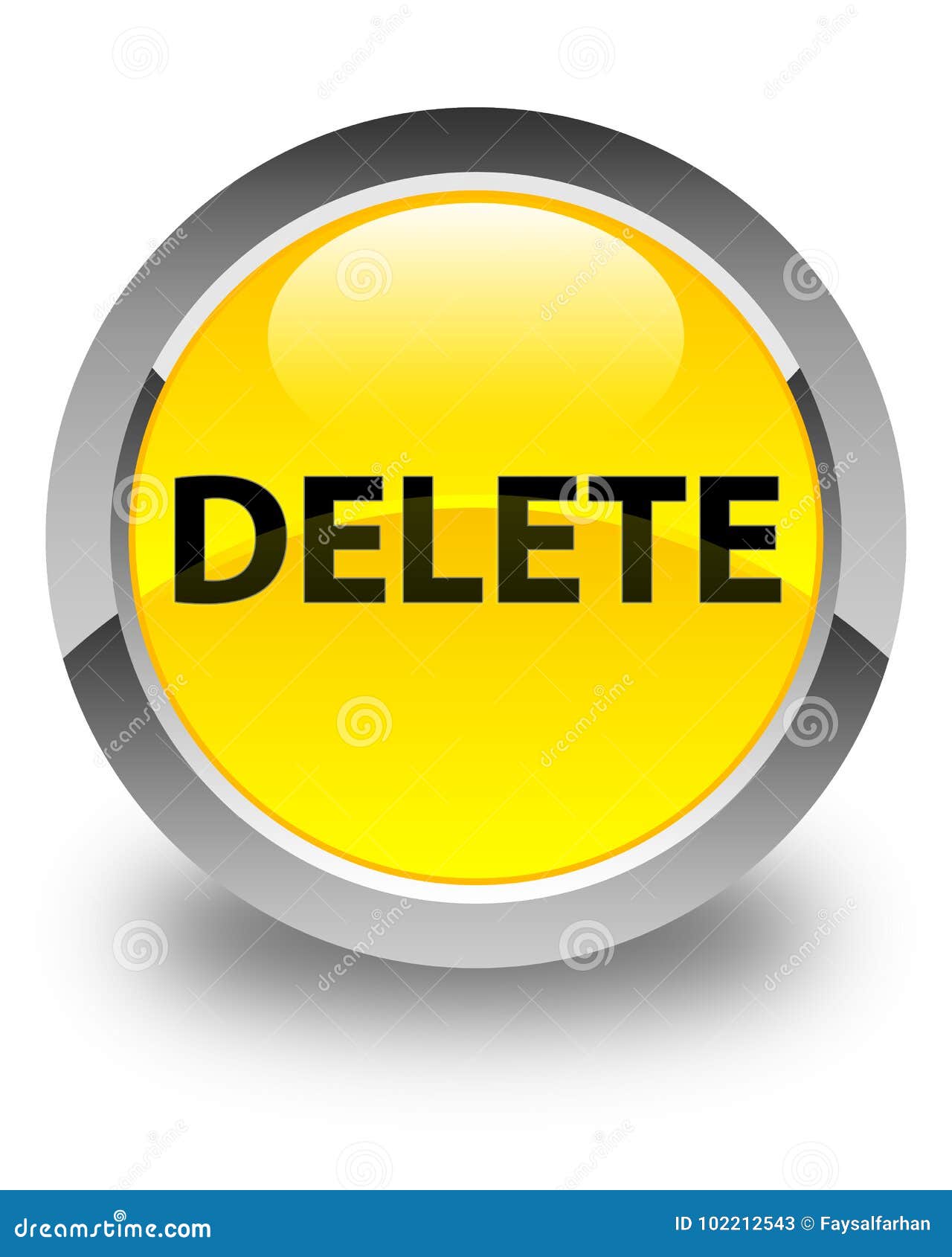 Delete Glossy Yellow Round Button Stock Illustration - Illustration of ...