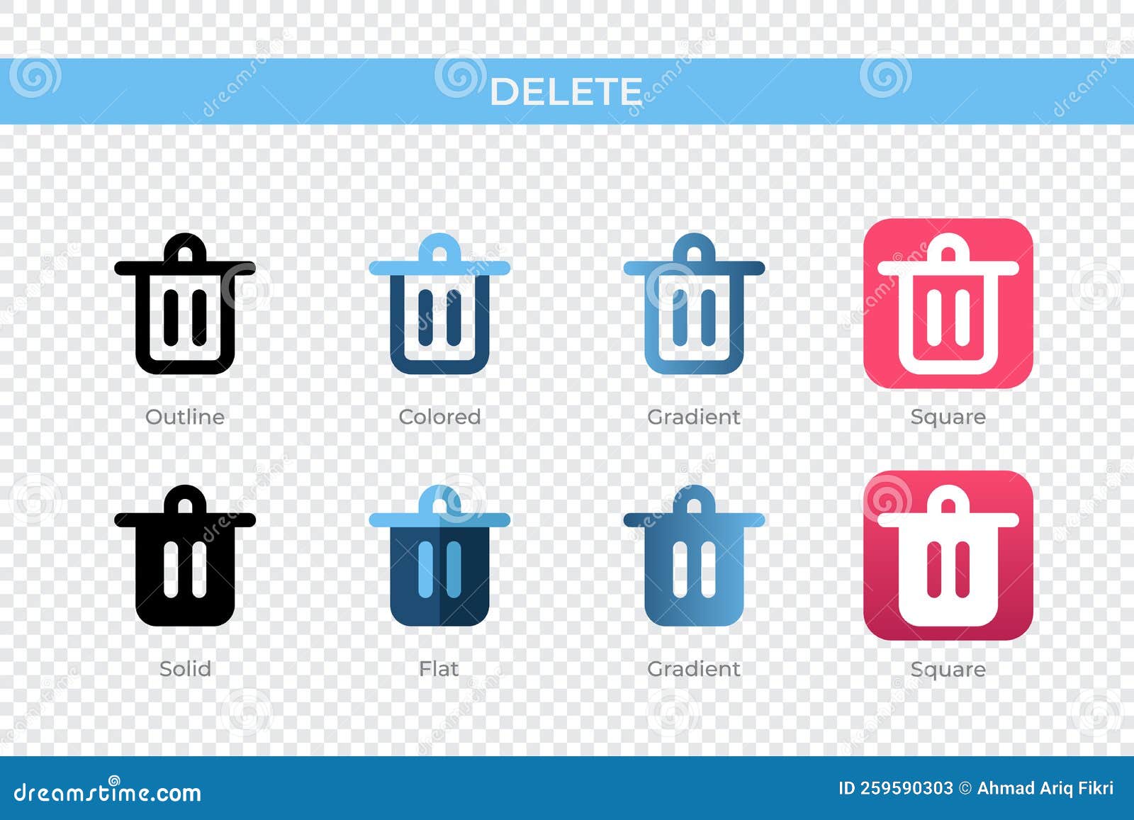 Delete Icon in Different Style. Delete Vector Icons Designed in Outline ...