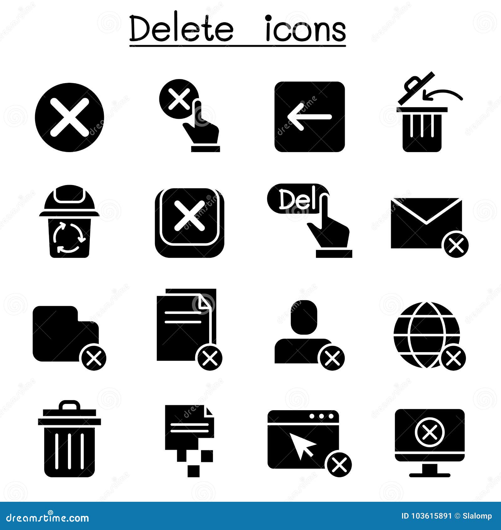 Delete Icon Set Vector Illustration Stock Vector - Illustration of ...