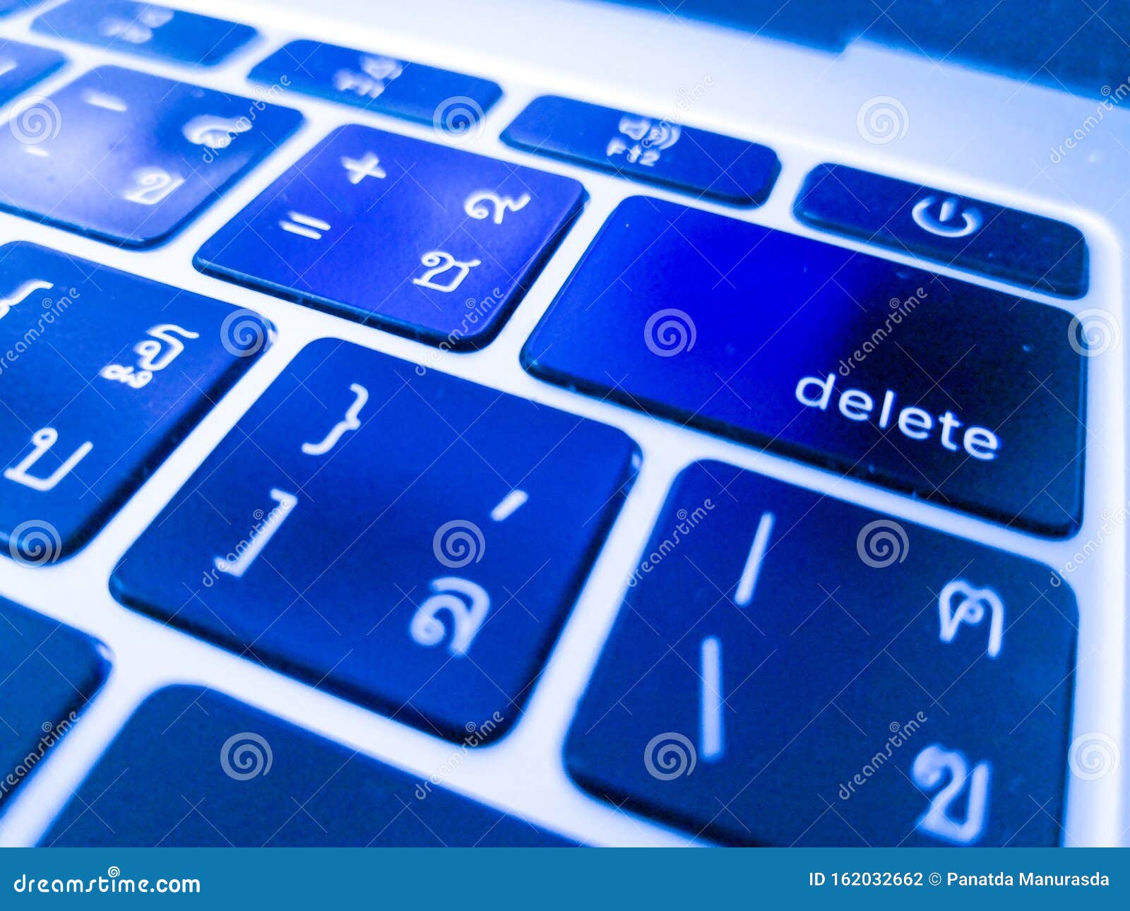 Delete Key Pad on Notebook Keyboard in Blue Light, Look in Technology ...