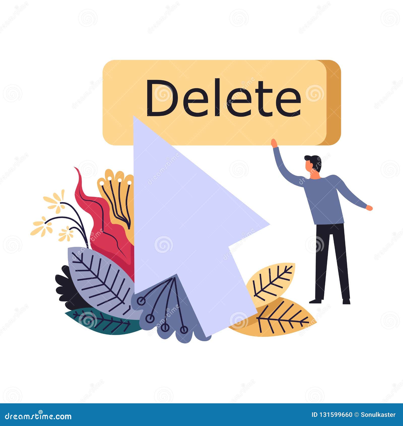 Delete Process of Replacing, Man Web Developer with Cursor Stock Vector ...