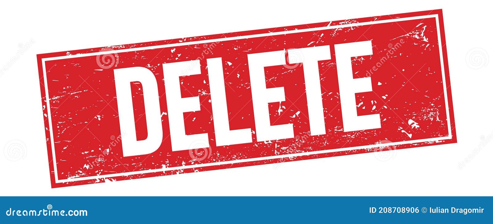 DELETE Text on Red Grungy Rectangle Stamp Stock Illustration ...