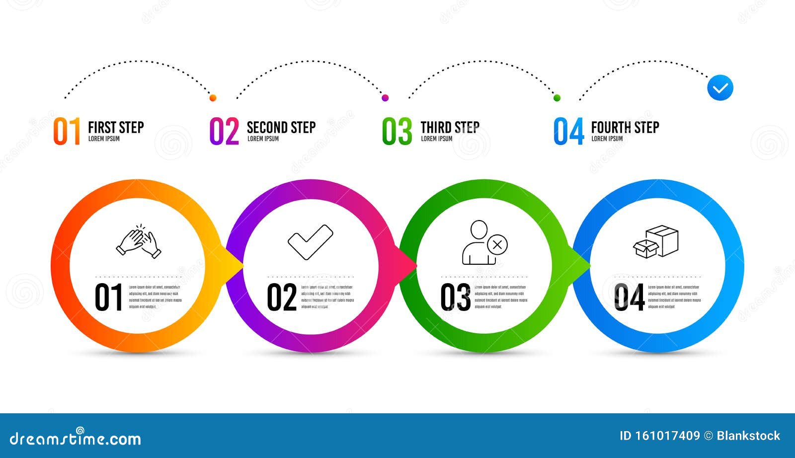 Delete User, Tick and Clapping Hands Icons Set. Packing Boxes Sign ...