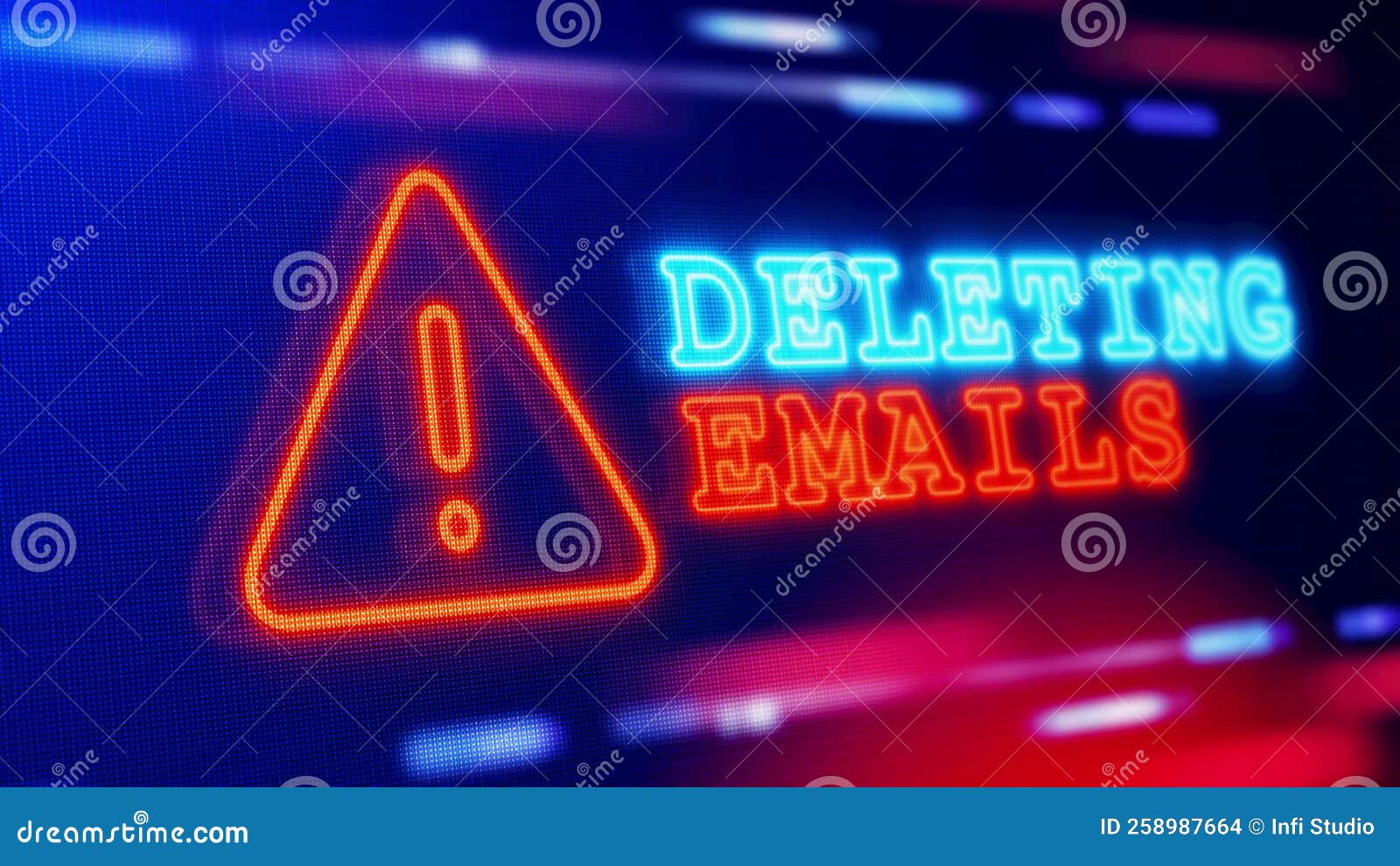Deleting Emails Warning Alert Screen Loop Blinking Glitch Animation ...