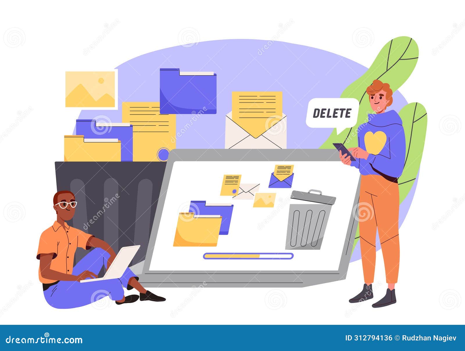 Deleting System Data And The Computer Network Cartoon Vector ...