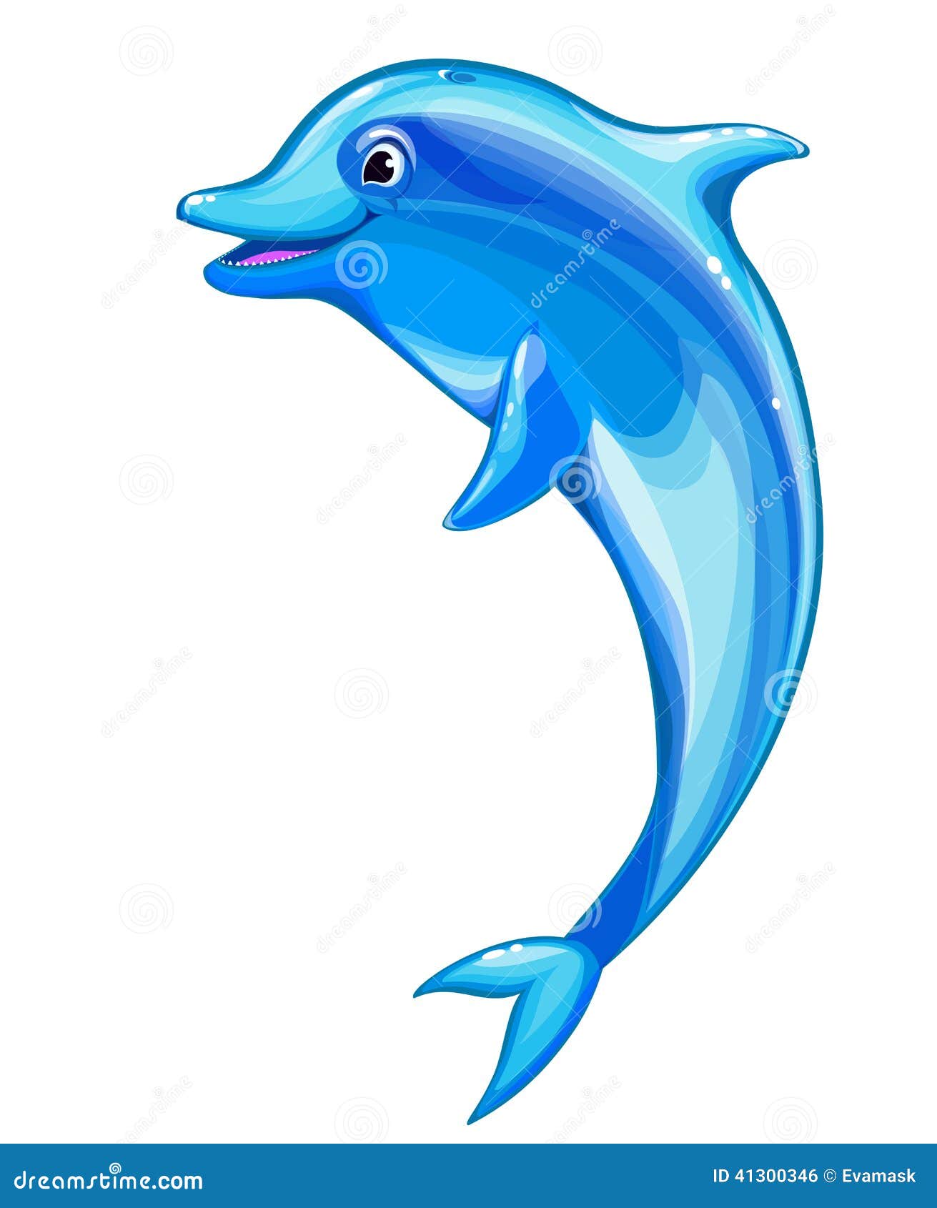 Delfín azul lindo ilustración del vector. Ilustración de blanco - 41300346