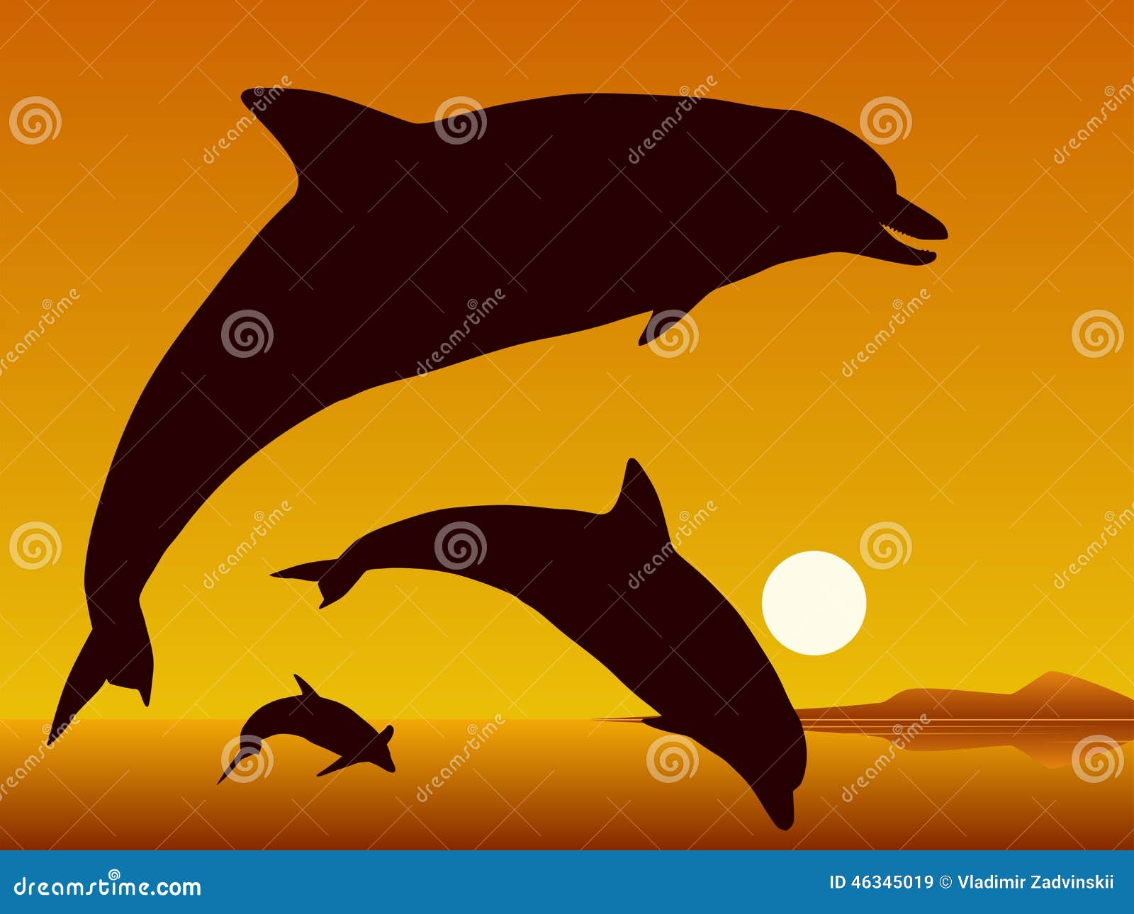 Delfines ilustración del vector. Ilustración de vector - 46345019