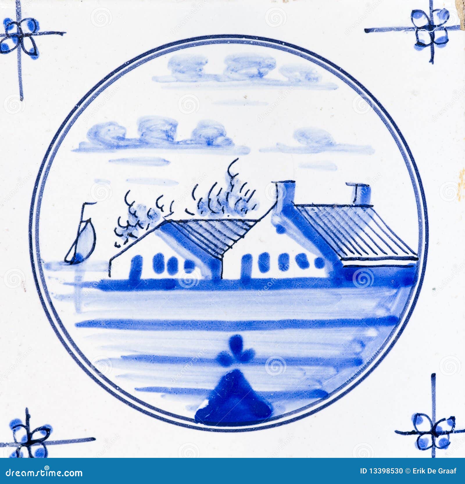 Delft Blue Holland Flowers Vertical Seamless Cartoon Vector ...