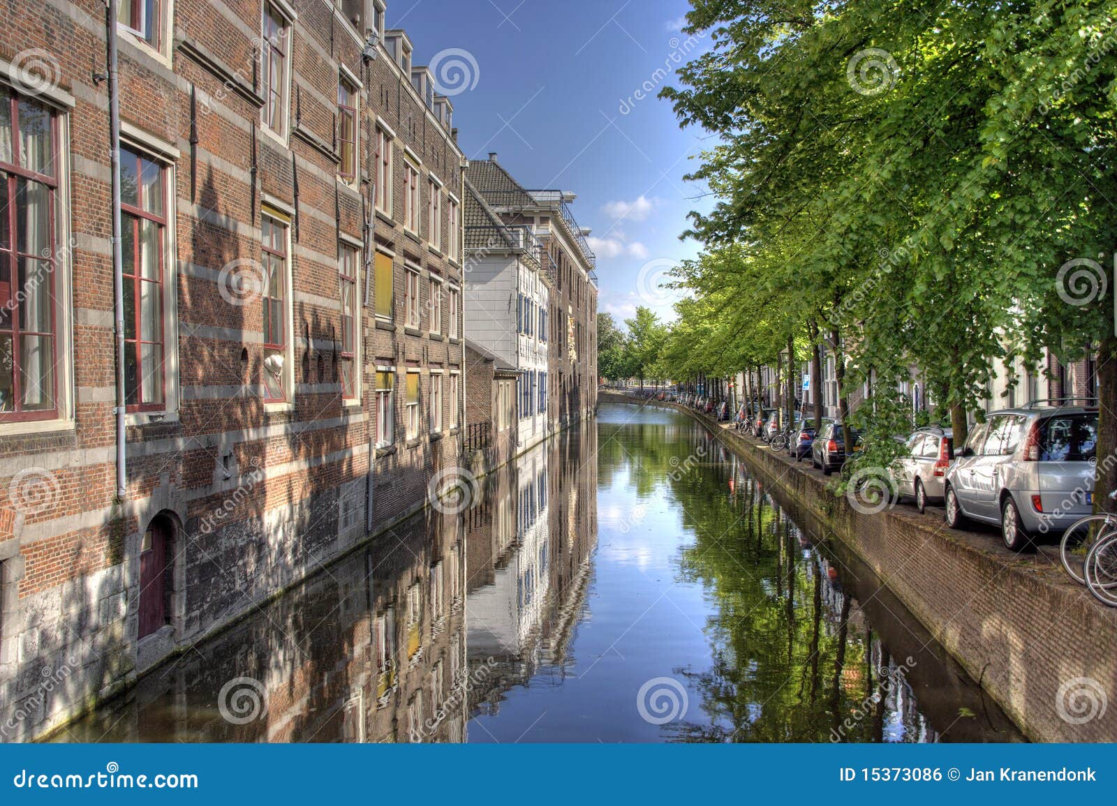 Delft Canal stock photo. Image of windows, homes, water - 15373086