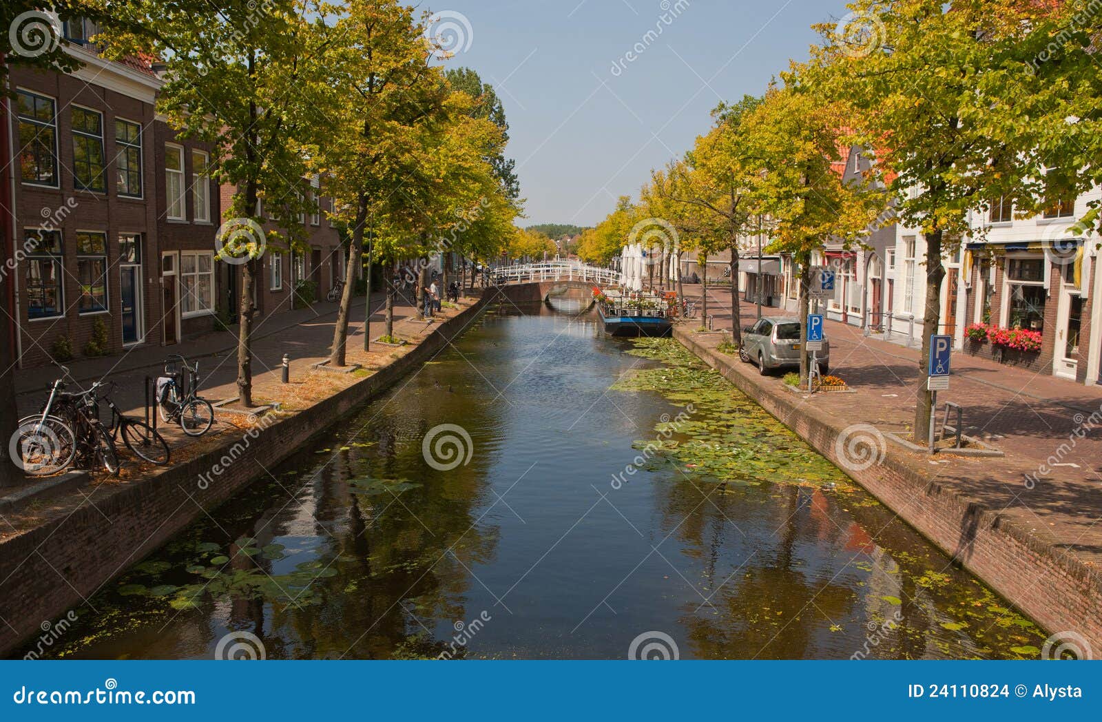 Delft Canal and Trees stock photo. Image of europe, canal - 24110824
