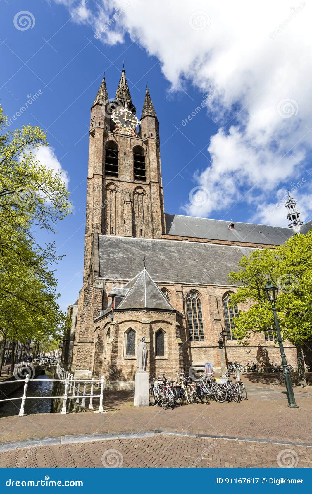 Delft church tower stock image. Image of historical, left - 91167617