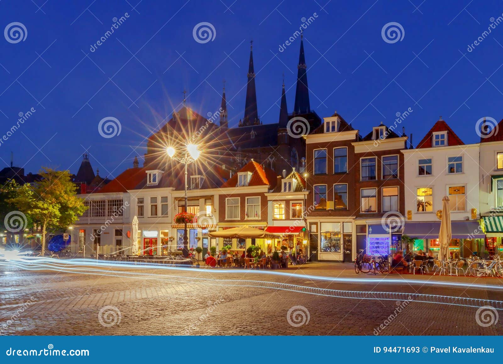 Delft. Market Square. stock image. Image of sunset, medieval - 94471693