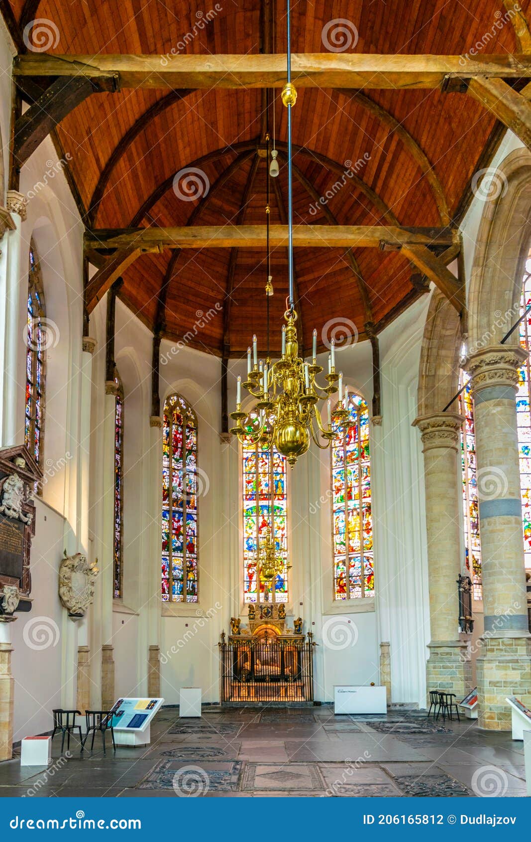 DELFT, NETHERLANDS, AUGUST 7, 2018: Interior of Oude Kerk Church in ...