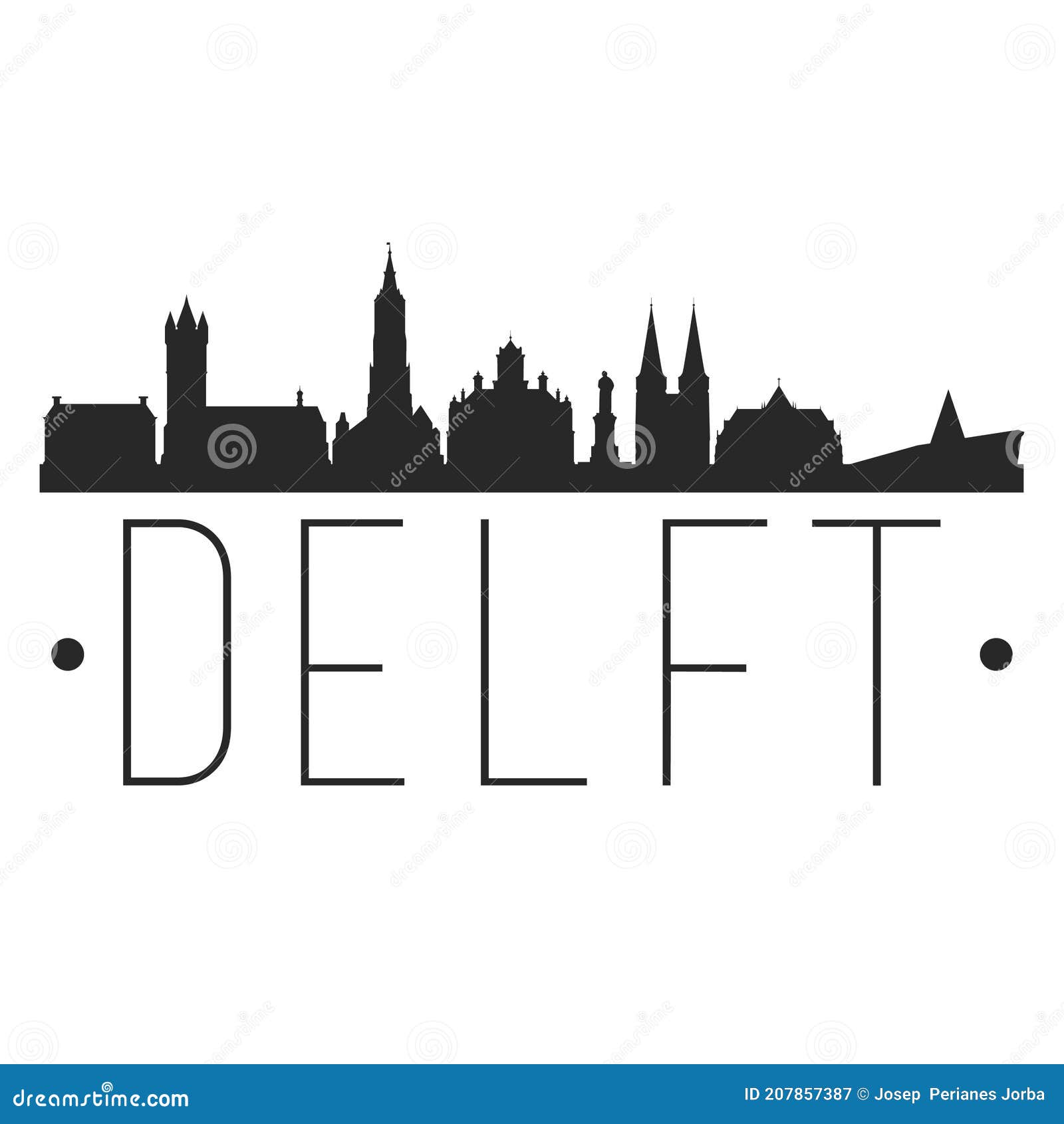 Delft Netherlands. City Skyline. Silhouette City. Design Vector. Famous ...