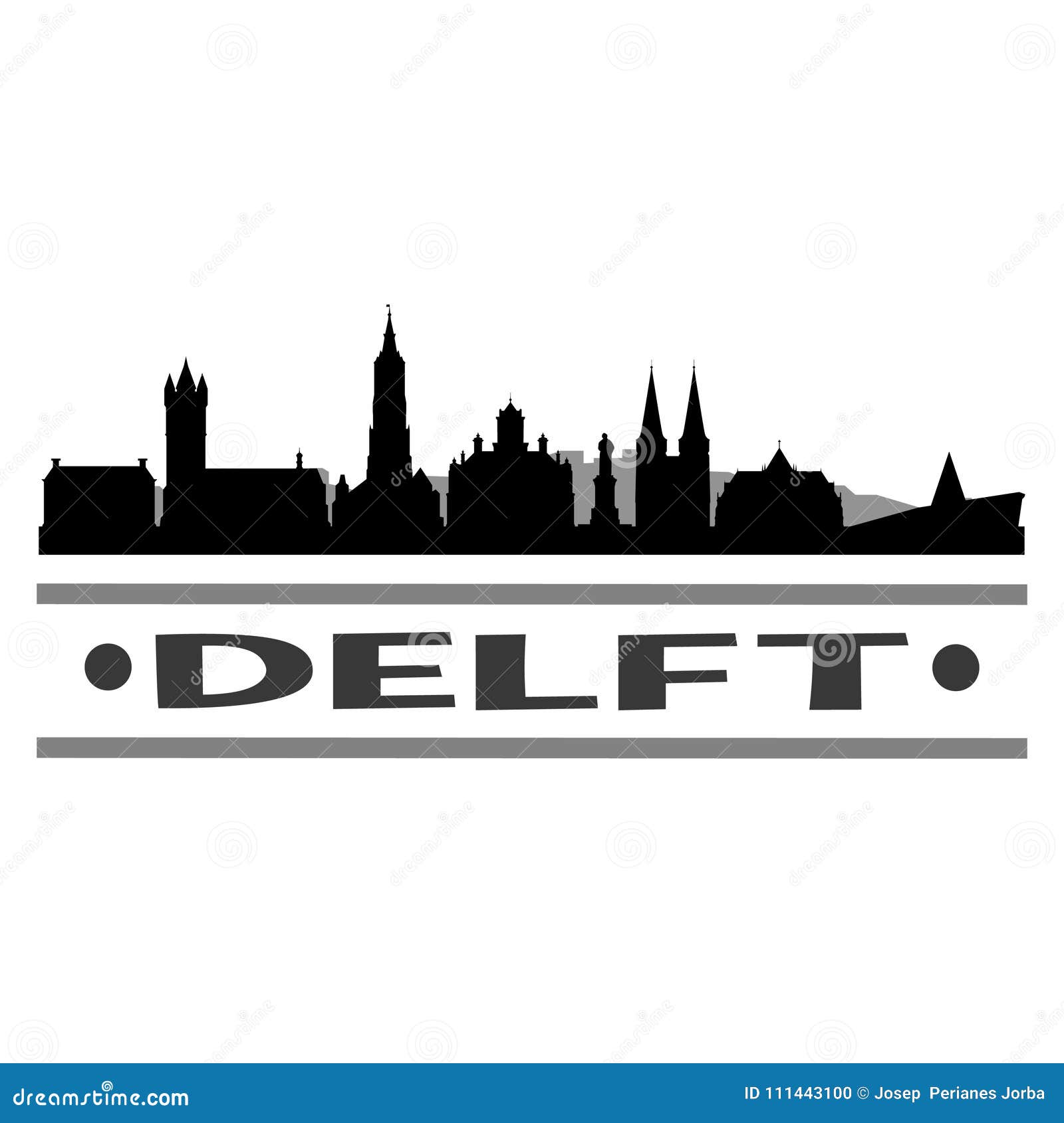 Delft Netherlands Icon Vector Art Design Skyline Flat City Silhouette ...