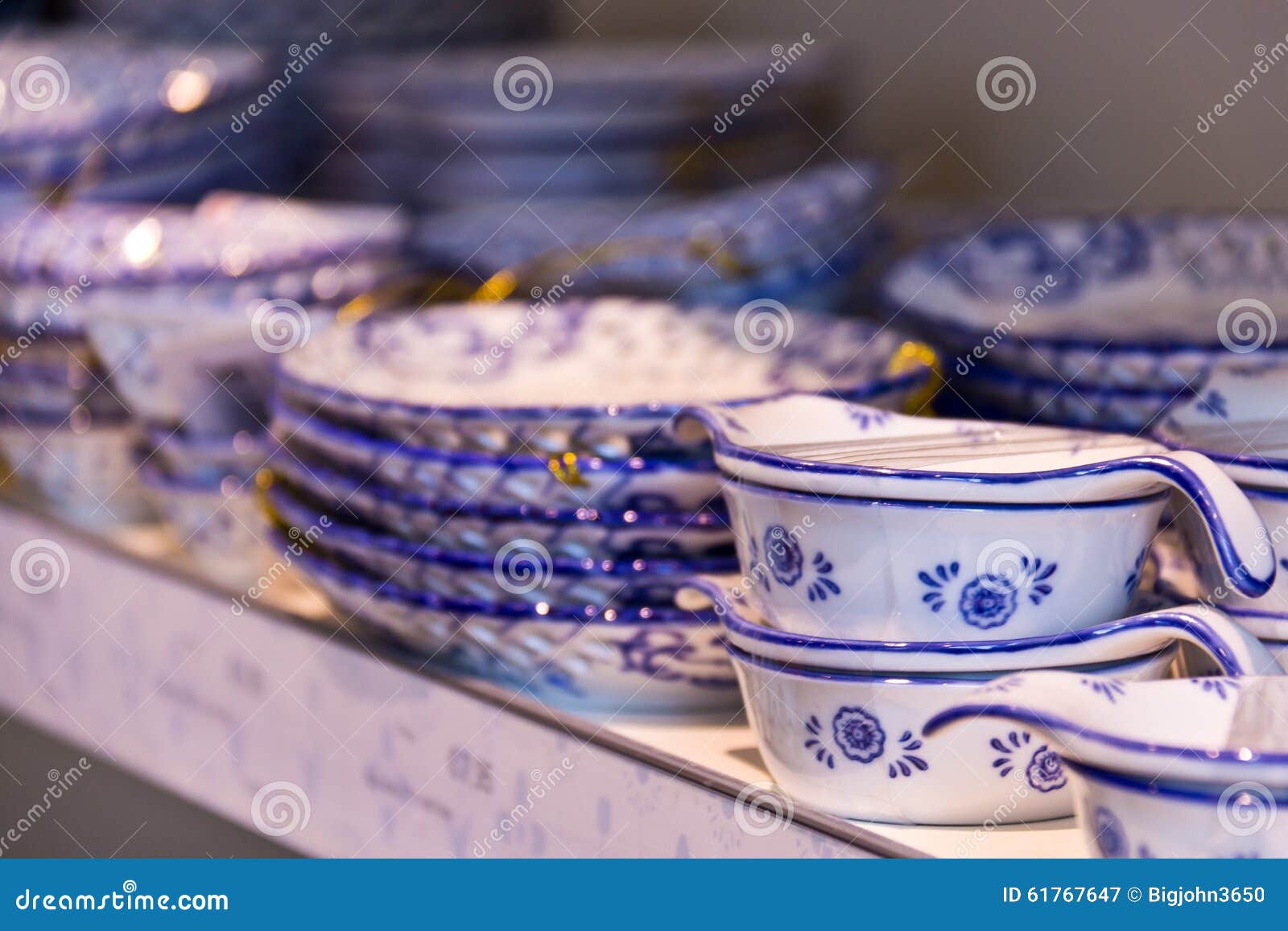 Delftware Blue Pottery Ornaments on Display Stock Image - Image of ...