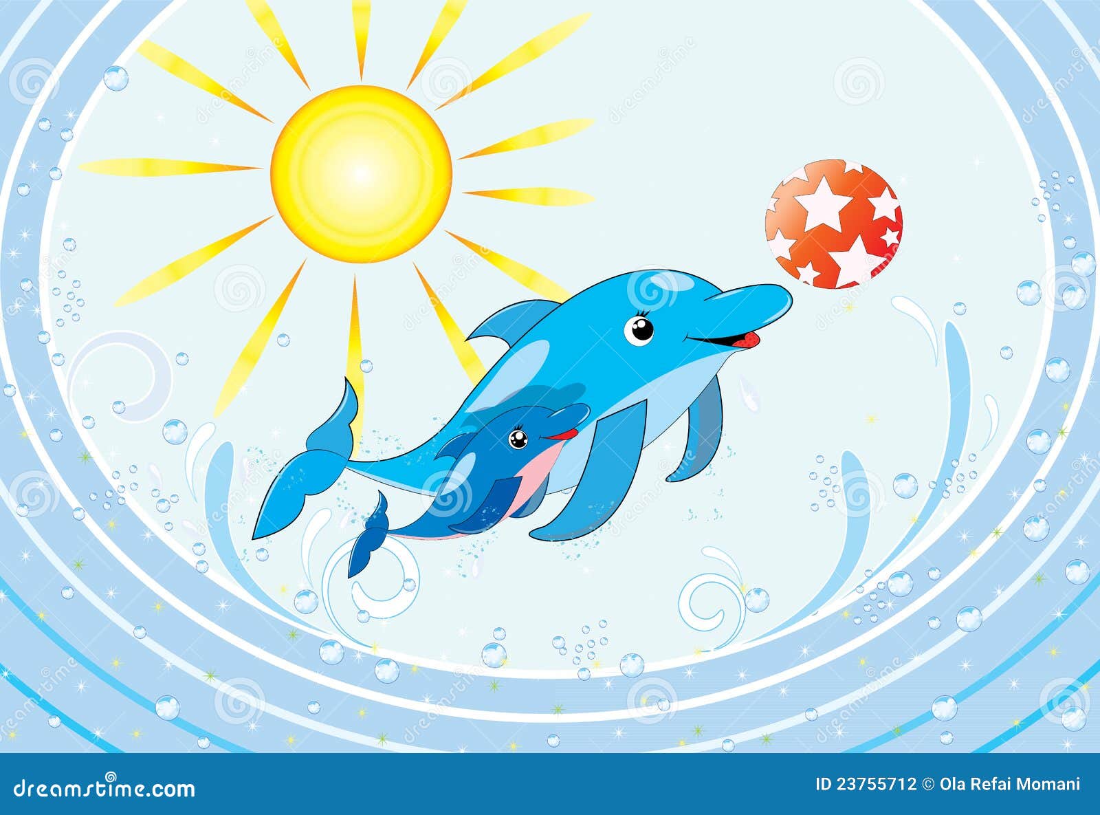 Delfín De La Madre Y Su Bebé Stock de ilustración - Ilustración de bueno, sunlight: 23755712