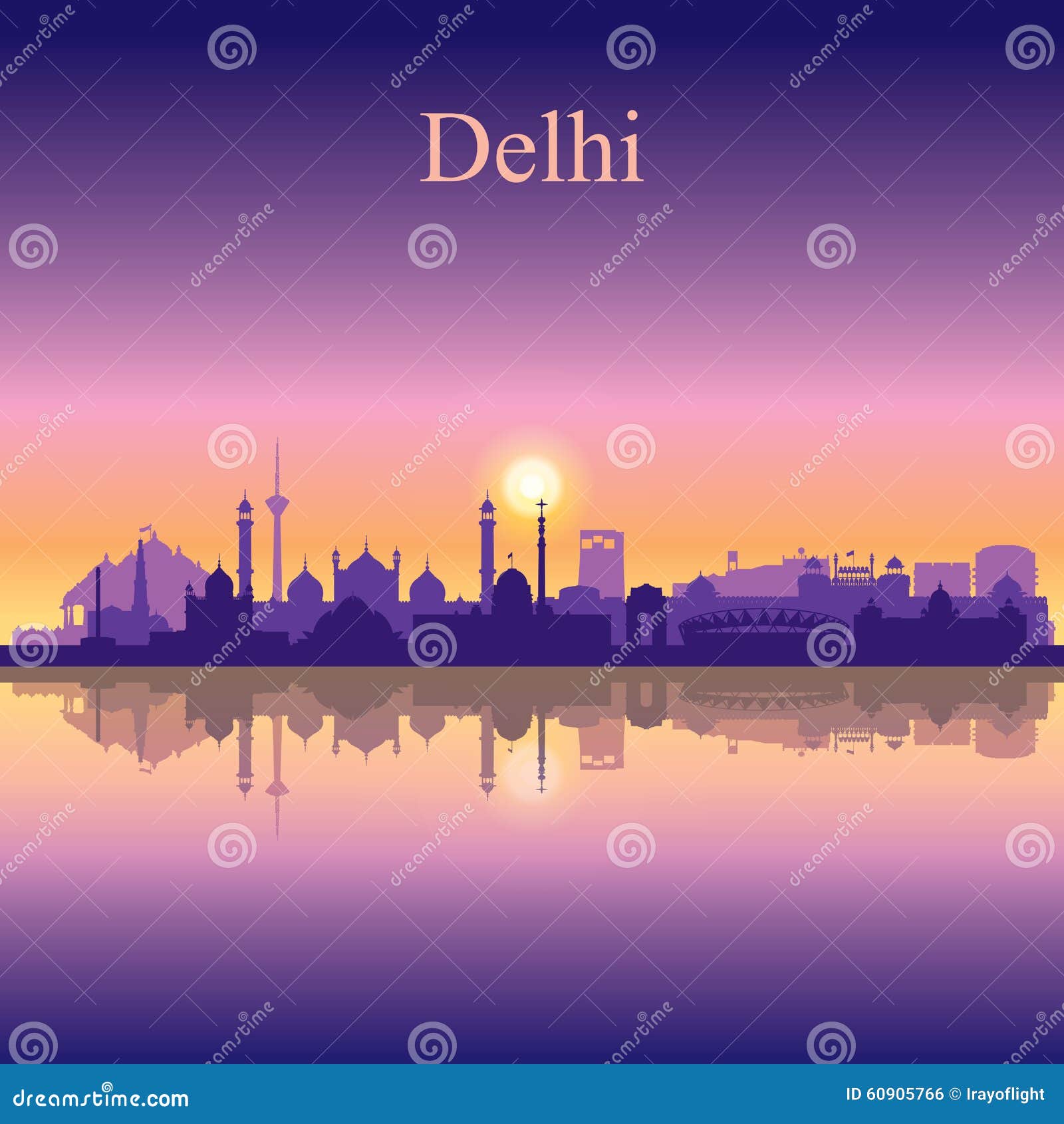 Delhi City Skyline Silhouette Background Stock Vector - Illustration of ...