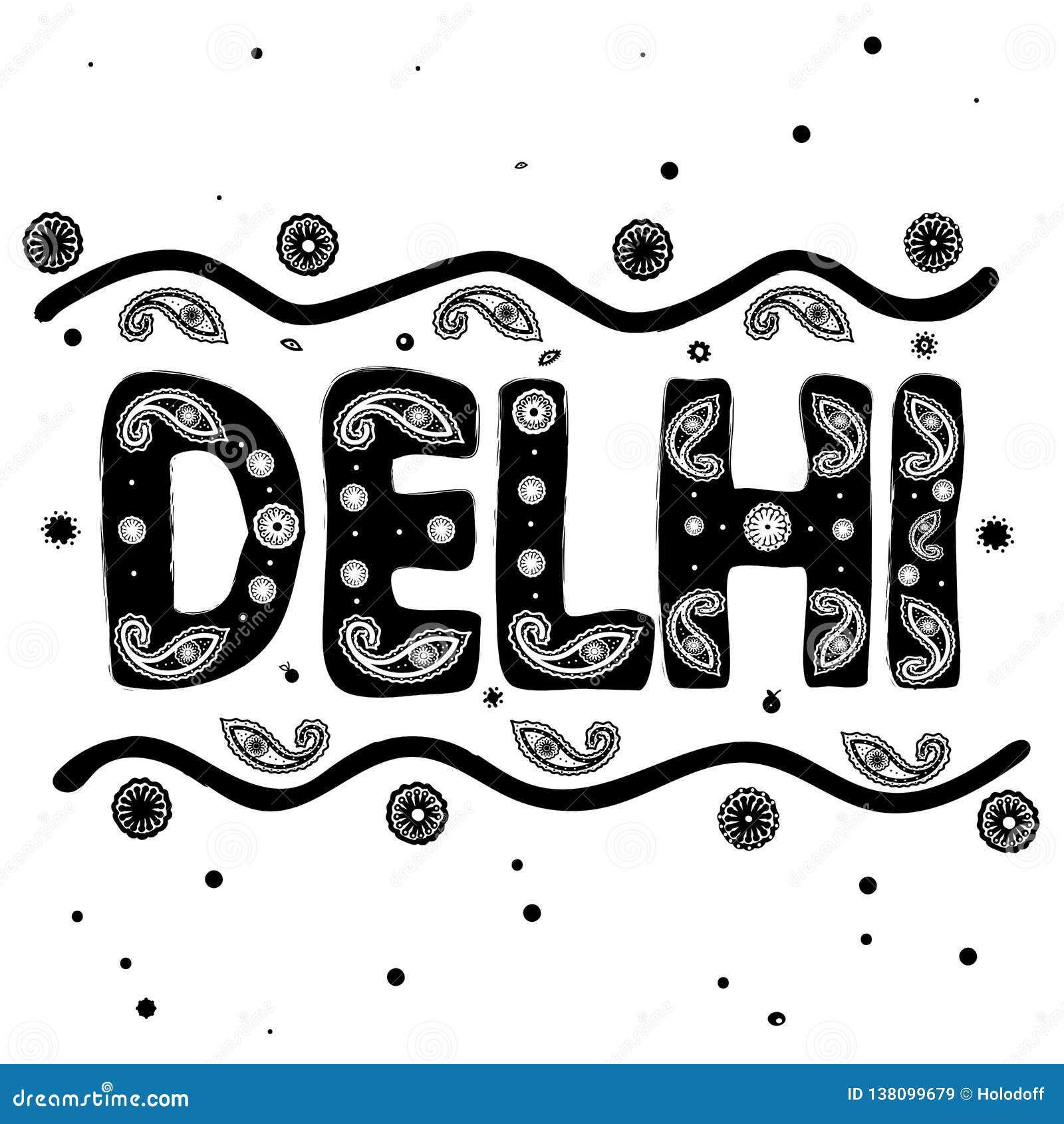 Delhi - Hand Drawing, Isolate, Lettering. Stock Illustration ...