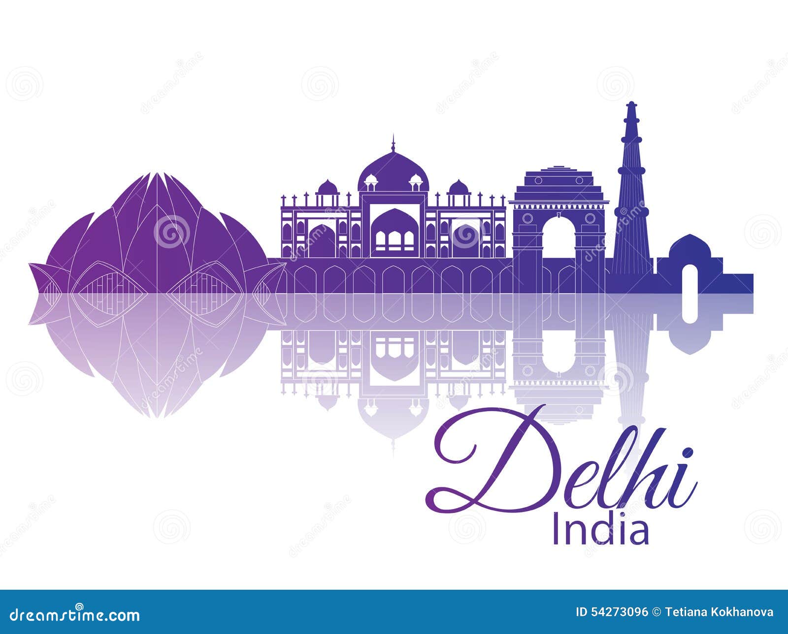 Delhi, India. City skyline stock vector. Illustration of icon - 54273096