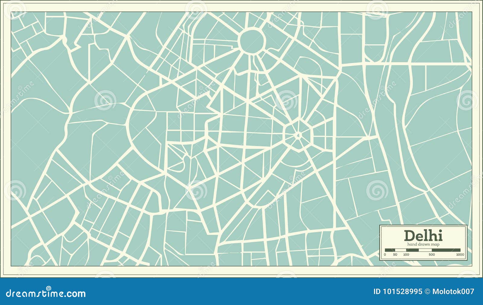 Delhi India Map in Retro Style. Stock Vector - Illustration of ...