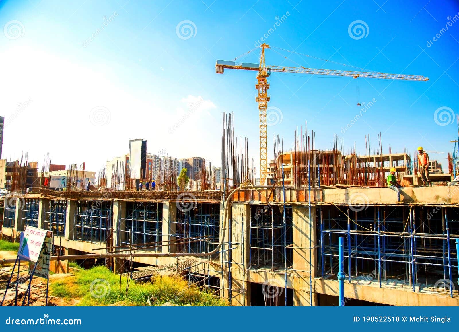 Delhi, India - October 2018 : Clear View of a New Constructing Building ...