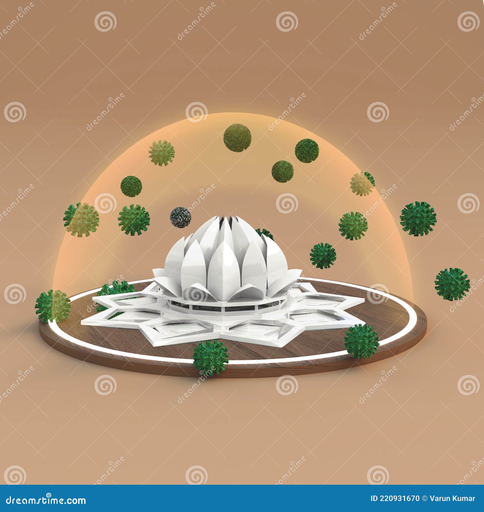 Delhi Lotus Temple Out of Virus 3d Render Stock Illustration ...