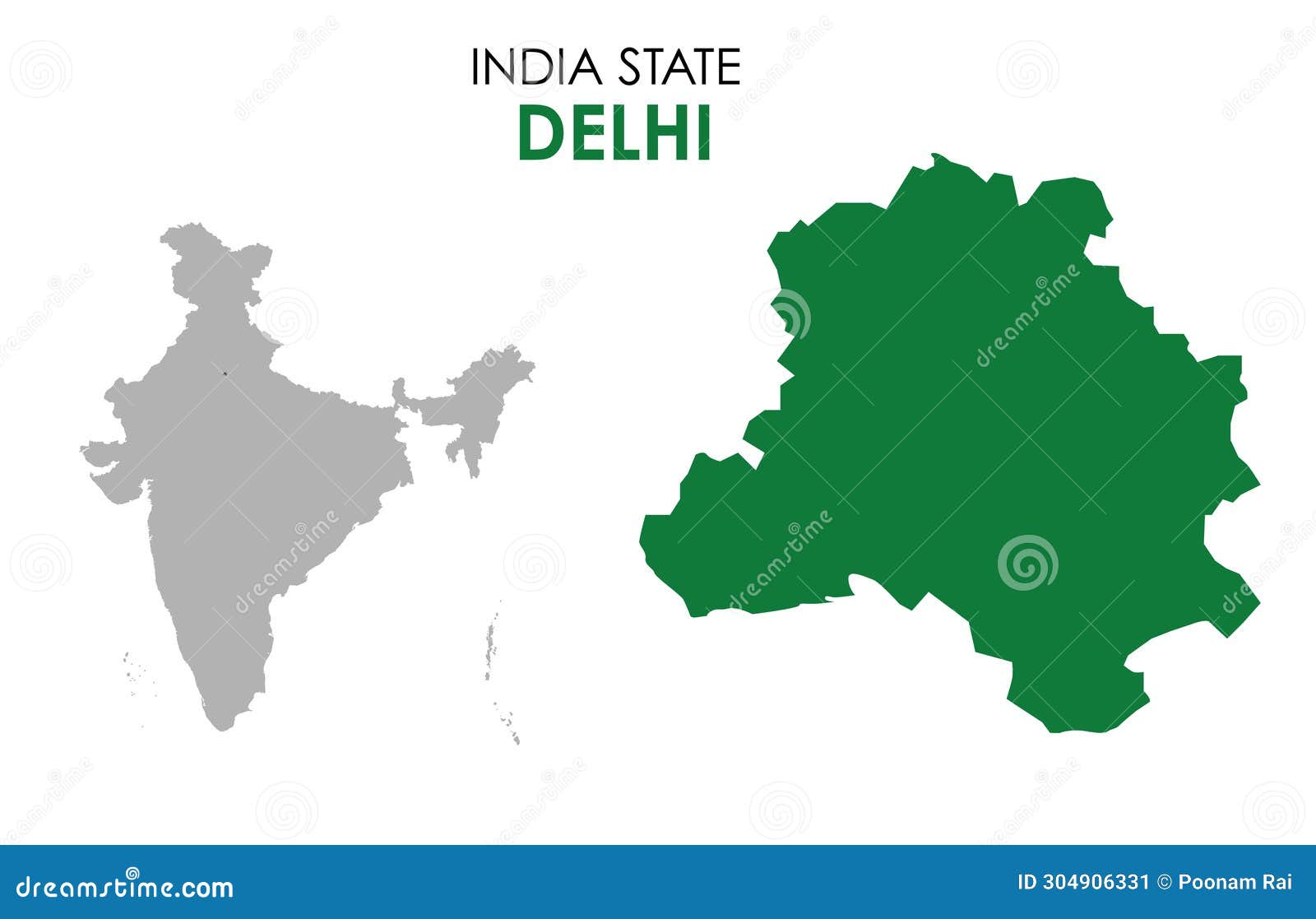 Delhi Map of Indian State. Delhi Map Vector Illustration Stock ...