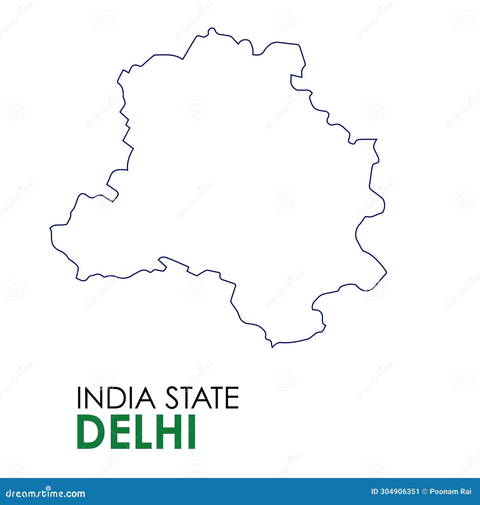 Delhi Map of Indian State. Delhi Map Vector Illustration Stock ...