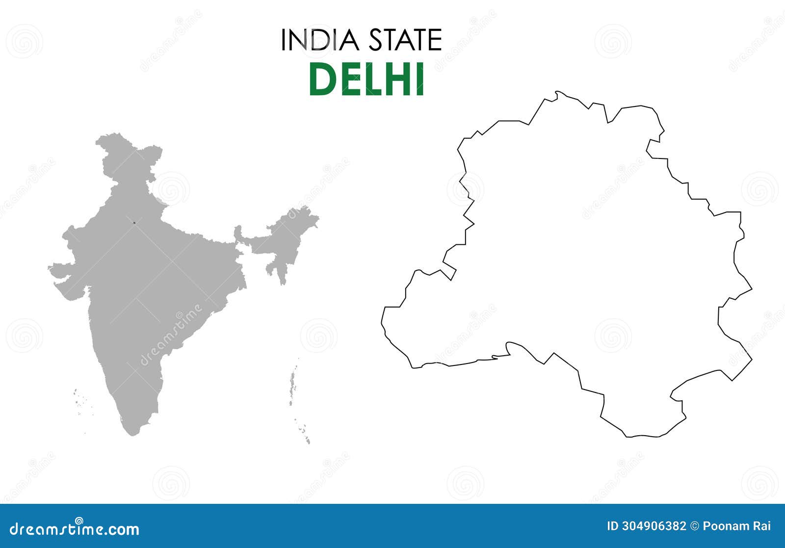 Delhi Map of Indian State. Delhi Map Vector Illustration Stock ...