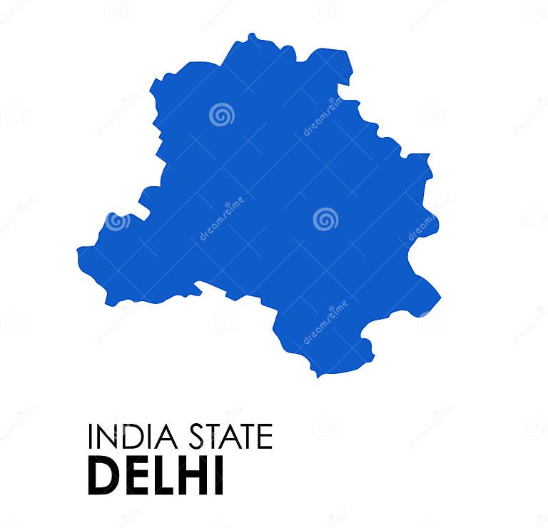Delhi Map of Indian State. Delhi Map Vector Illustration Stock ...