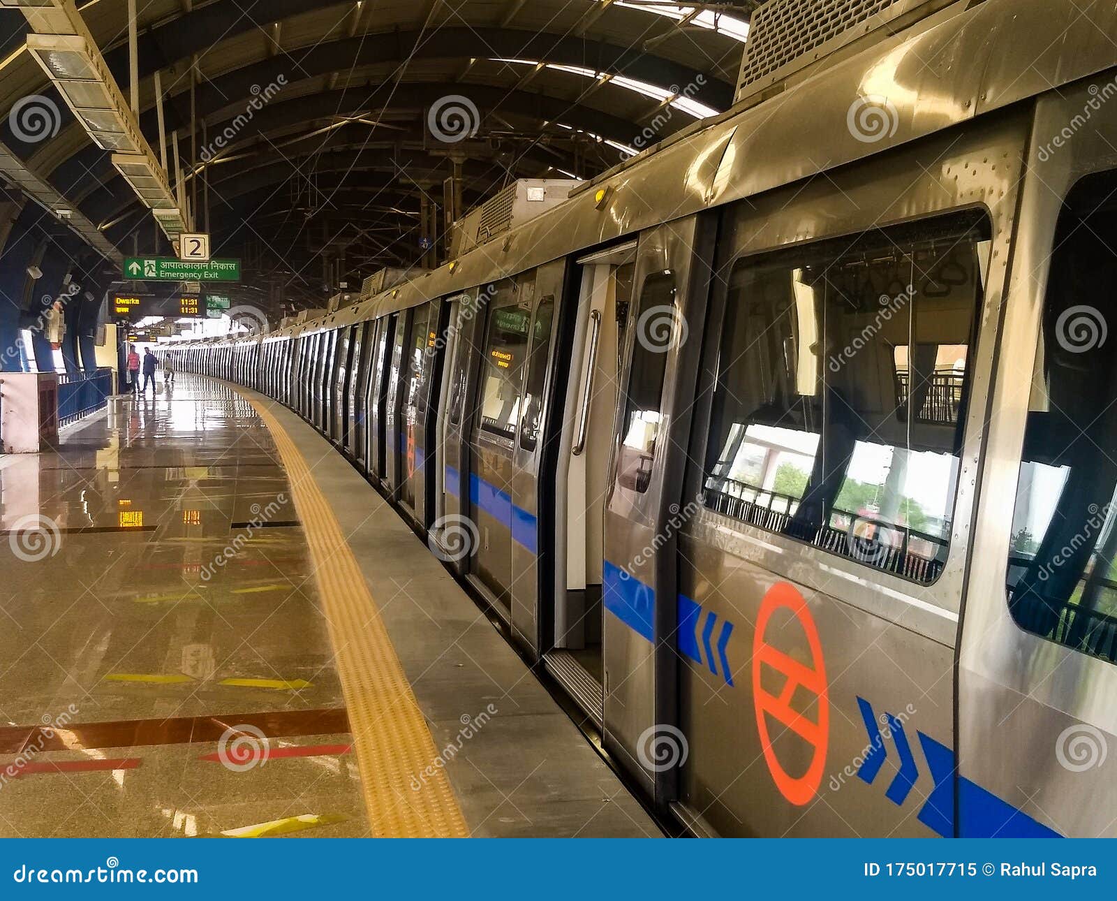 Delhi Metro Train Full View with Empty Platform during Morning Time in ...