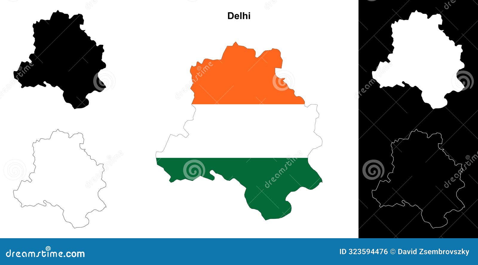 Delhi outline map stock vector. Illustration of states - 323594476