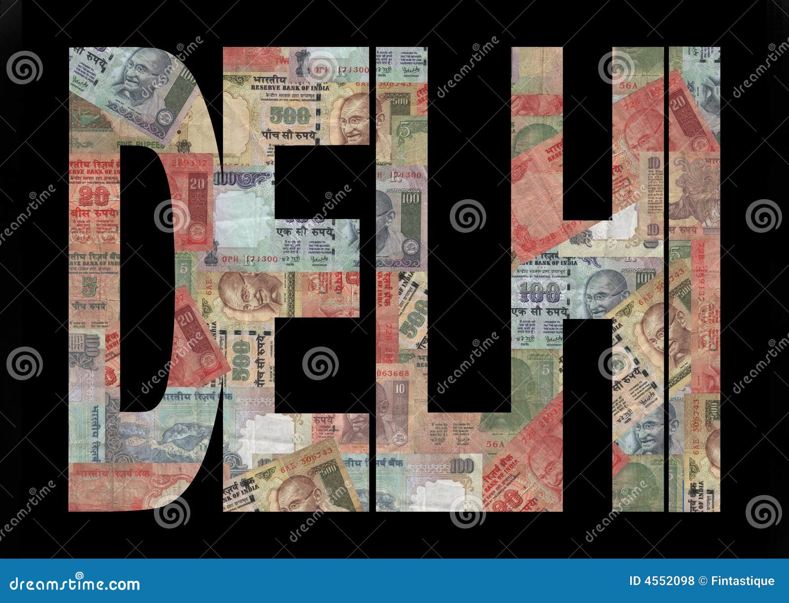 Delhi Text with Rupees stock illustration. Illustration of bill - 4552098