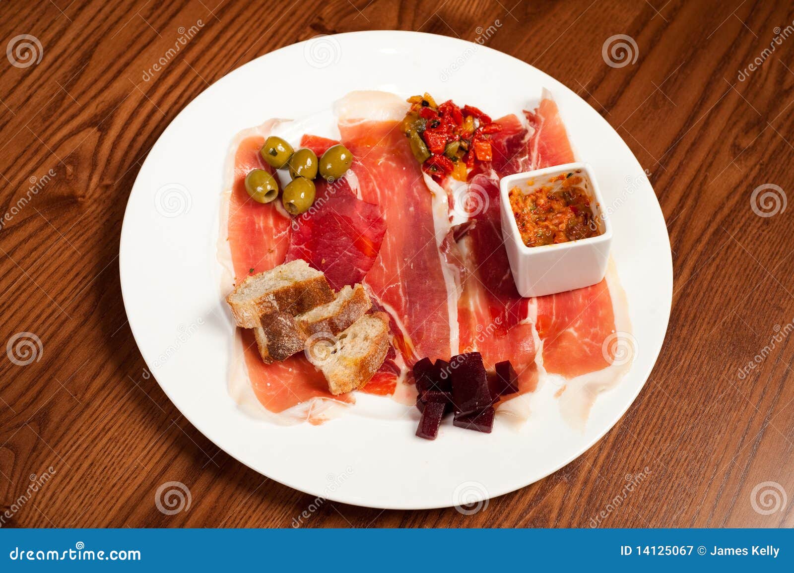 Deli Meats on a White Plate Stock Image - Image of wood, table: 14125067